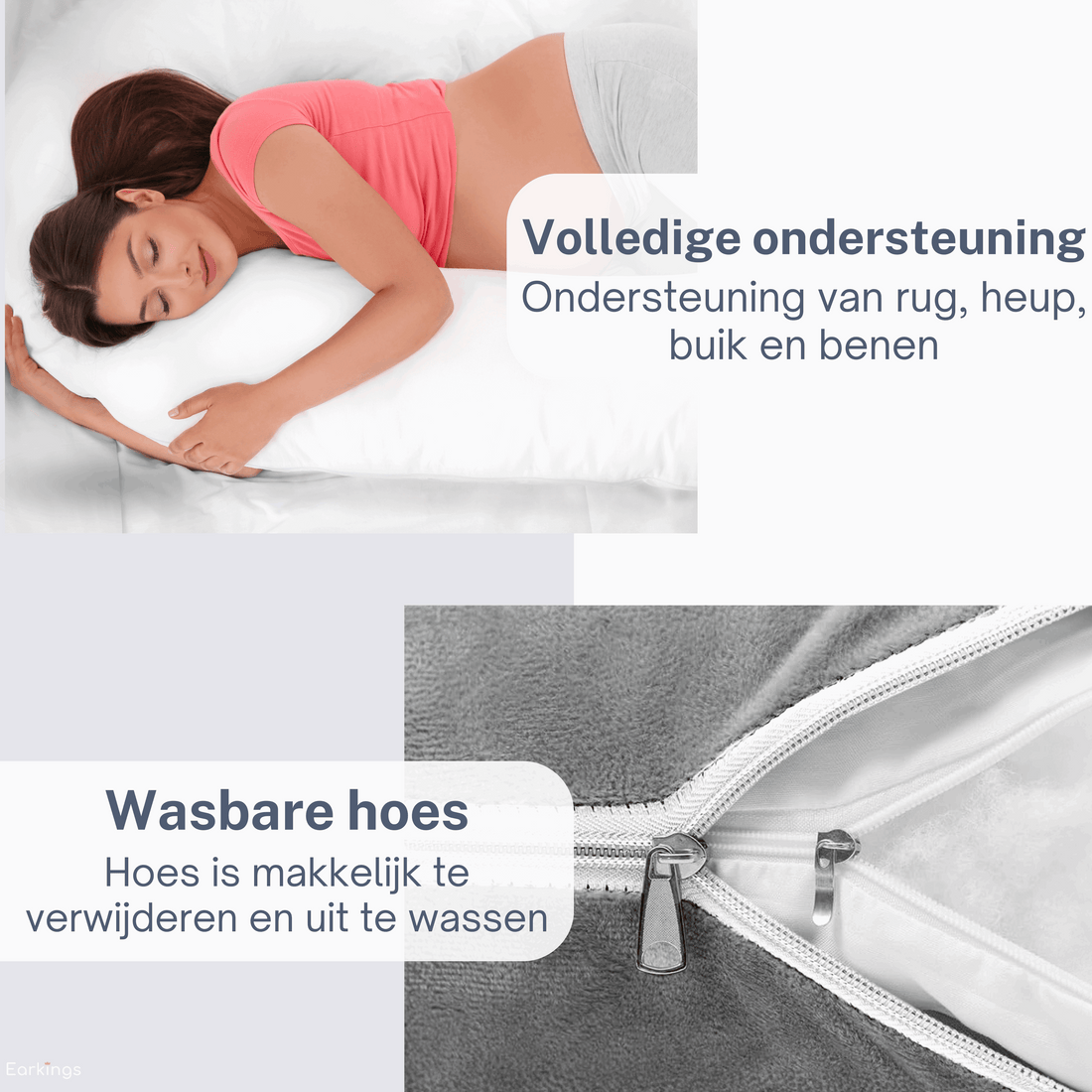Zwangerschapskussen Zijslaapkussen 140x80cm – Earkings