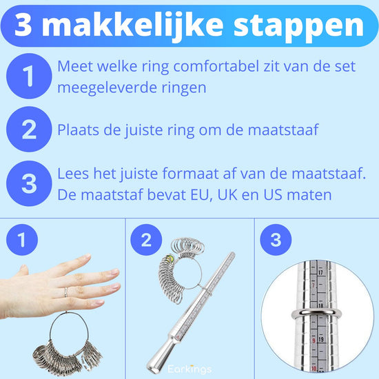 Ringmeter - Ringmaat meter voor elke Ringmaat - Ring sizer – Earkings