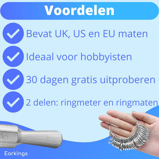 Ringmeter - Ringmaat meter voor elke Ringmaat - Ring sizer – Earkings